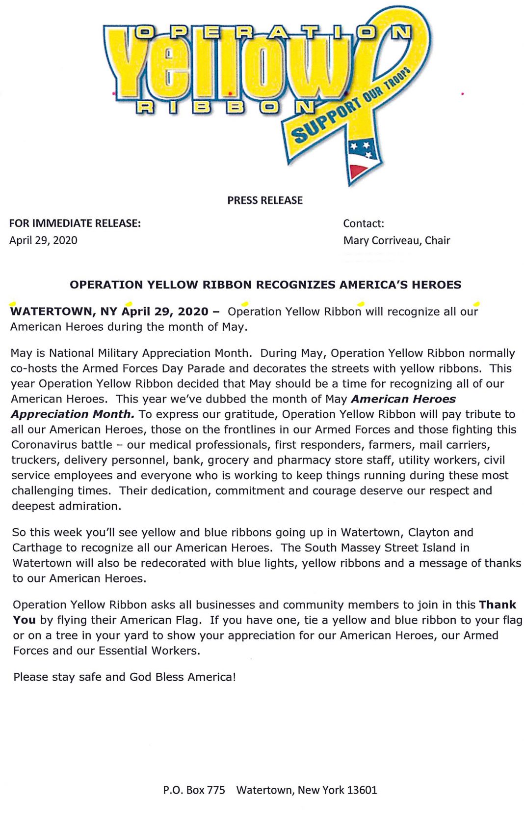 Operation Yellow Ribbon recognizes America's heroes | Newzjunky